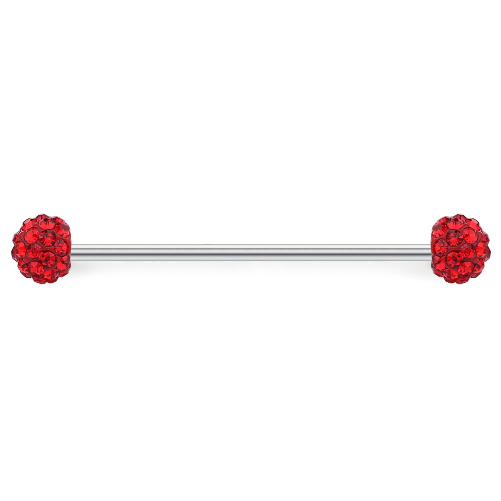 SCERRING 6PCS 16G Gems Industrial Barbell Cartilage Earring Body Piercing Jewelry 1 1/2"(38mm)
