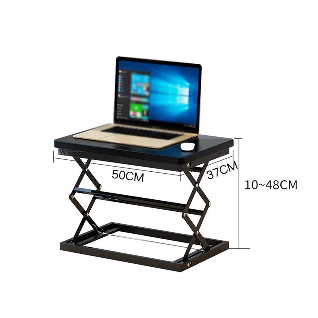 SCKTFS Ergonomic Standing Desk Height Adjustable Laptop and Computer Table - Black Stand Folding Desktop Workstation Converter for Office or Gaming Use