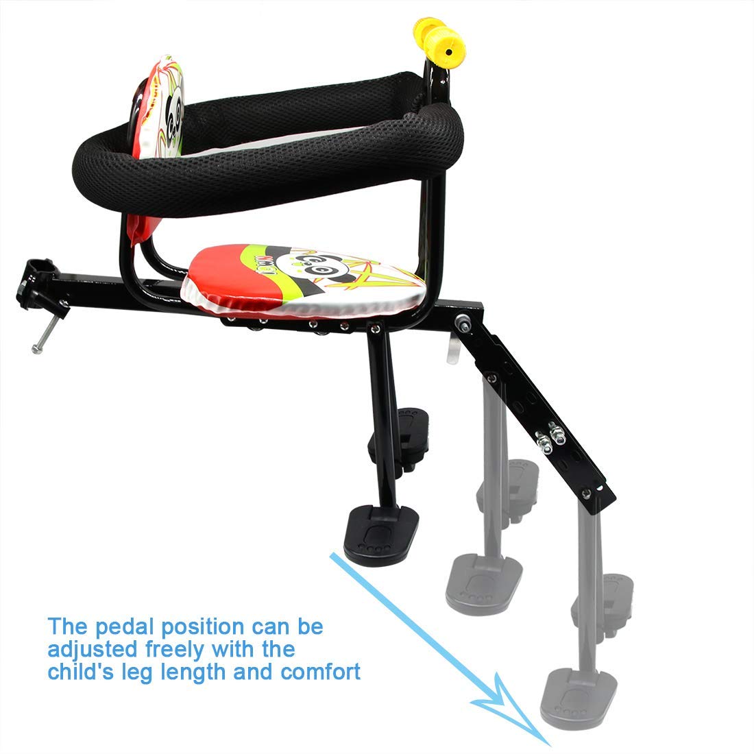 Together-life Front Mounted Child Bicycle Seat with Handrail and Pedal Bike Kids' Safety Seats Front Seat Saddle Cushion