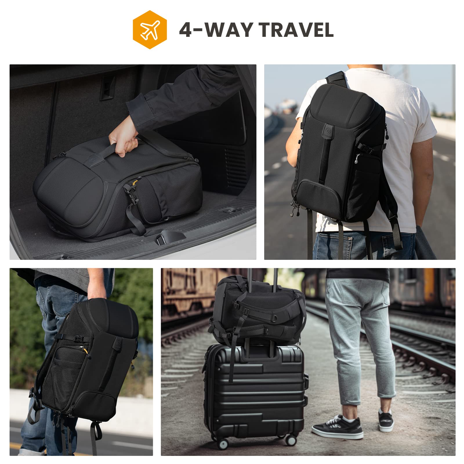 TARION Large Camera Backpack Bag - Large Photo Backpack with ๐๐ฎ๐๐ฅ-๐๐ข๐๐ ๐๐ฉ๐๐ง๐ข๐ง๐ 15.6" Laptop Sleeve Waterproof Raincover DSLR Backpack for Outdoor Photography Hiking Travel Black HX-L