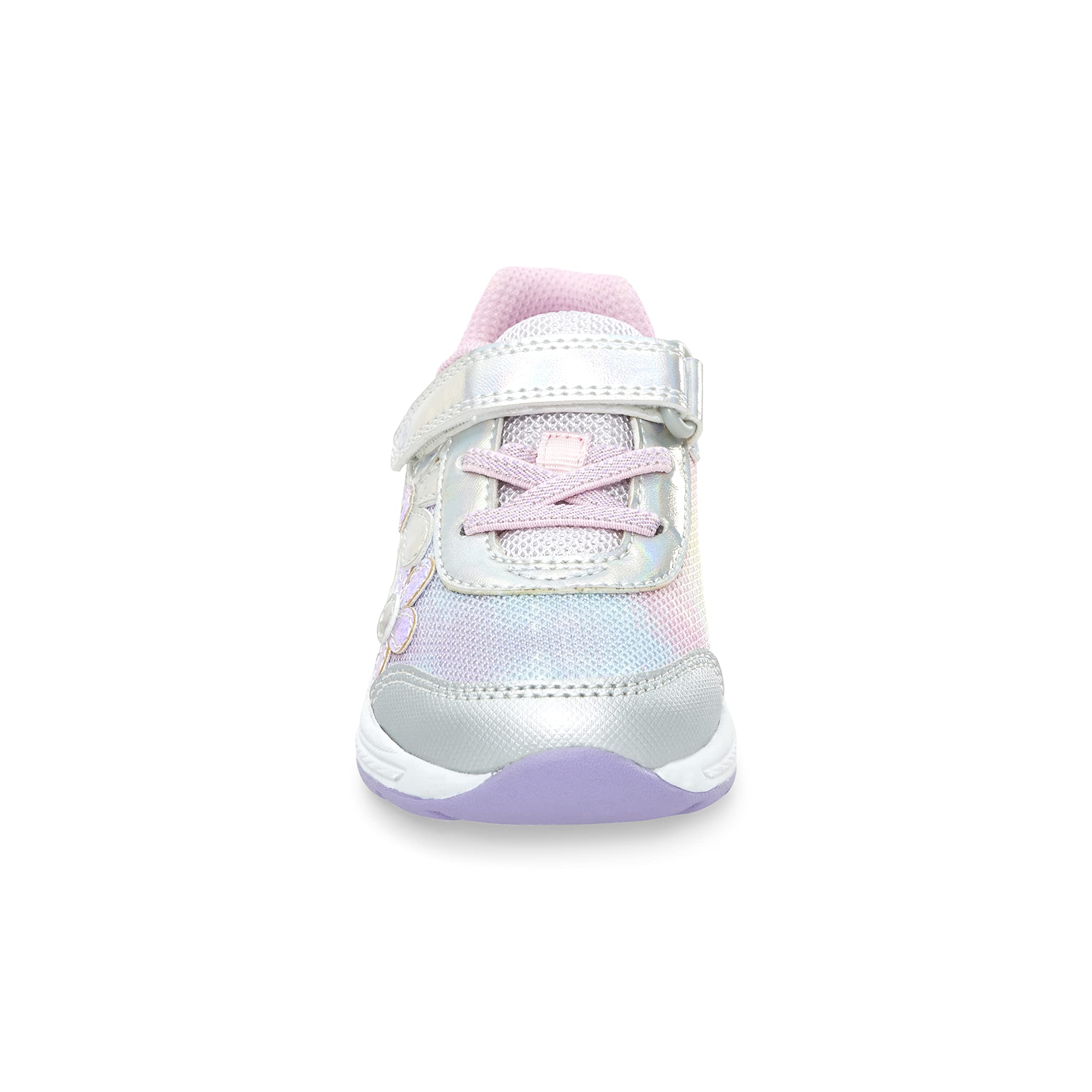 Stride rite Girls SR Lighted Glimmer Sneaker, Iridescent, 1 Wide Little Kid
