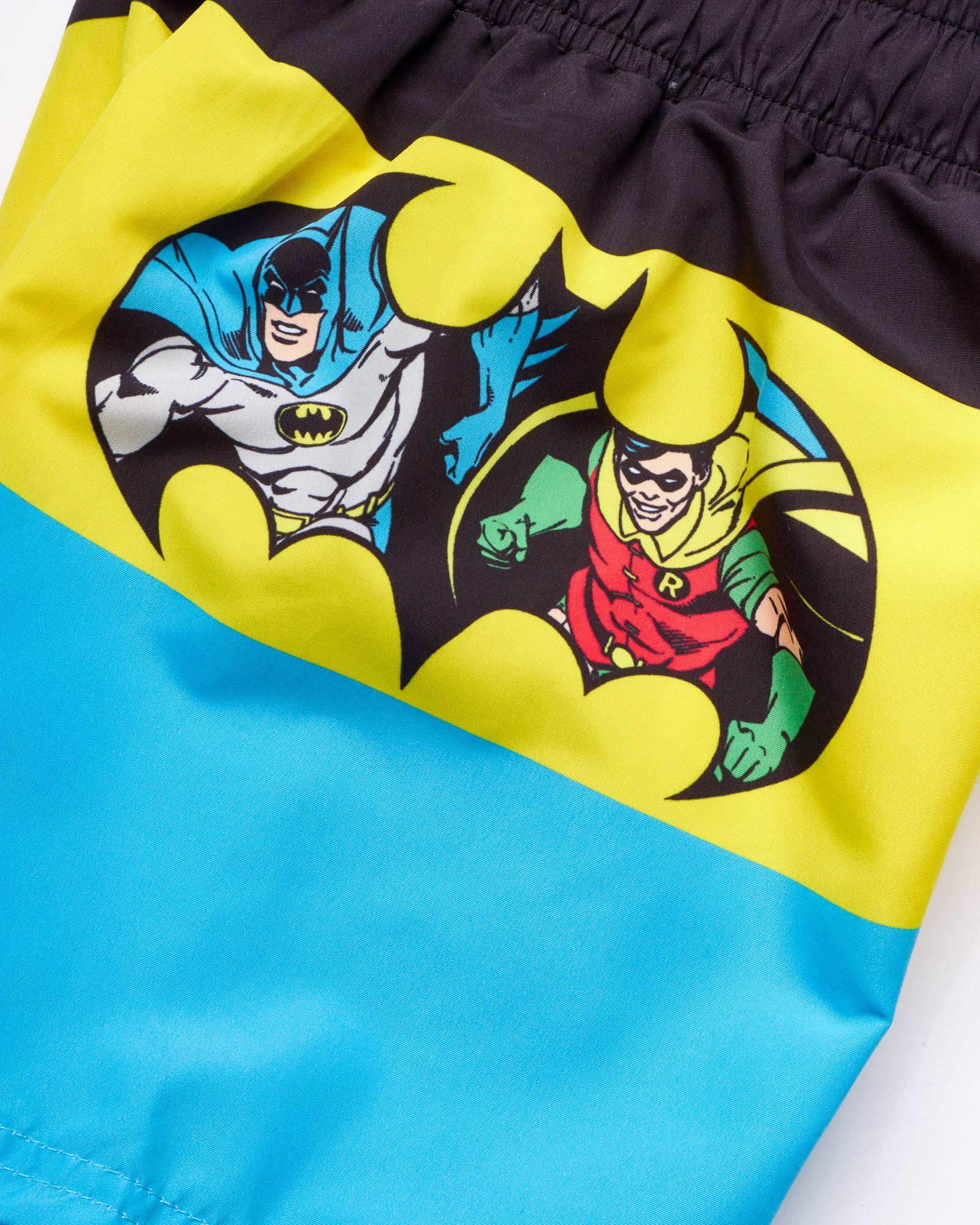 WARNER BROS. Boys Batman UPF 50+ Swim Trunk Shorts - Batman and Justice League (Toddler/Boys), Size 2T, Batman/Yellow Blue