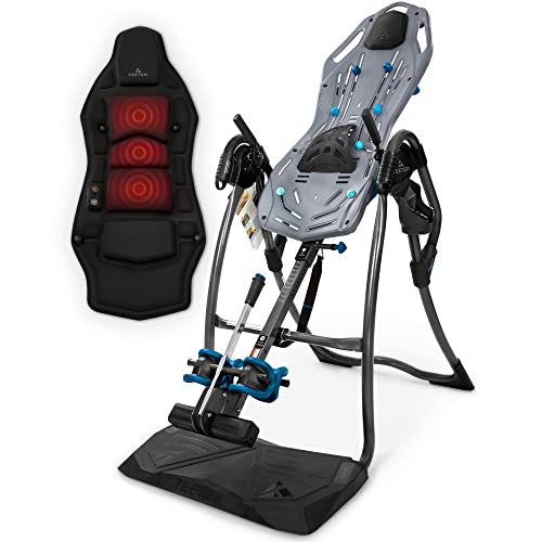 Teeter FitSpine LX9 Inversion Table, Deluxe Easy-to-Reach Ankle Lock, Back Pain Relief Kit, FDA-Registered (LX9 + Heat & Vibration Cushion)