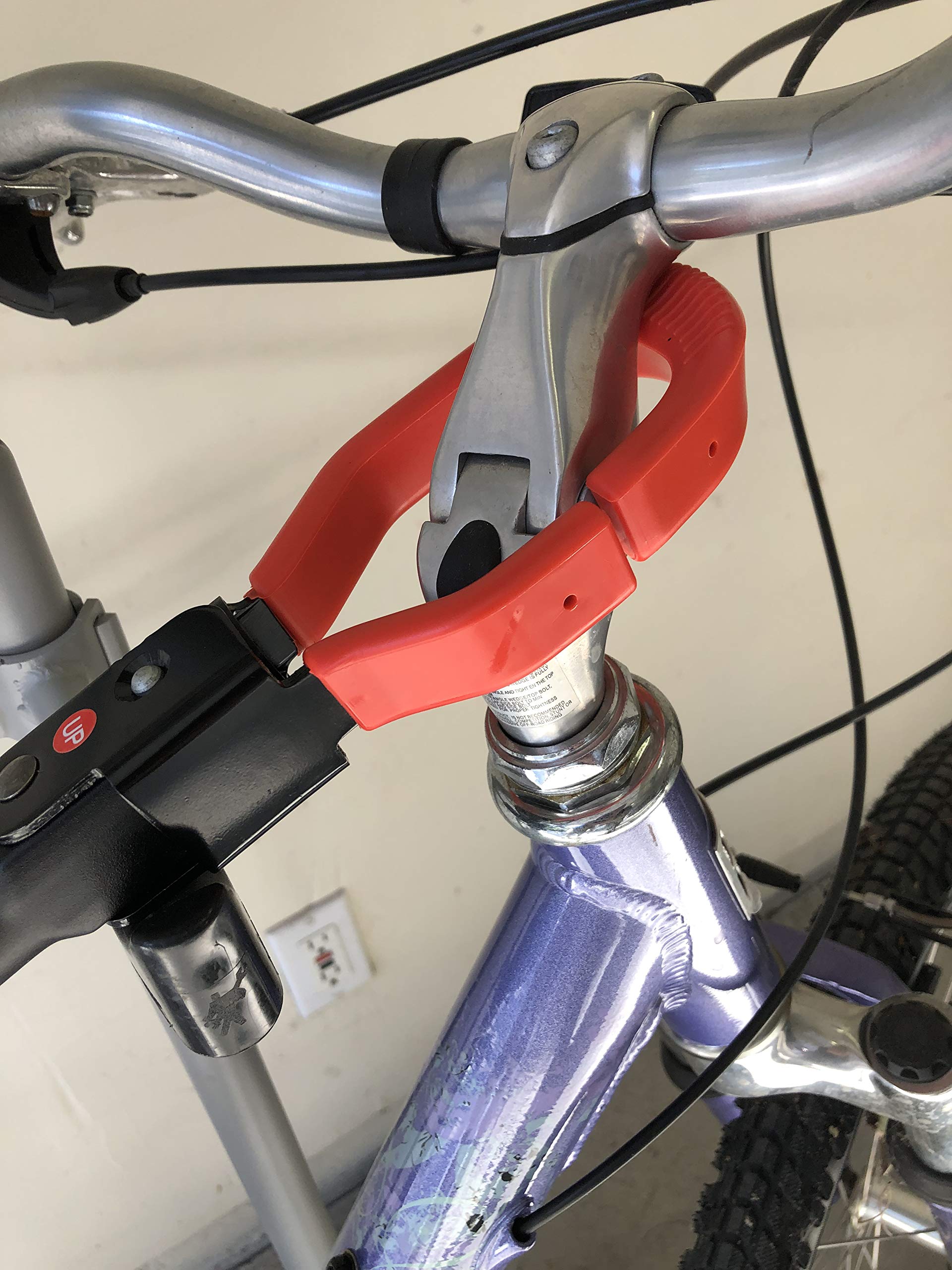 SPAREHAND Universal Adjustable Bike Frame Adapter for Rack Storage, Women's Bikes. Red Ends