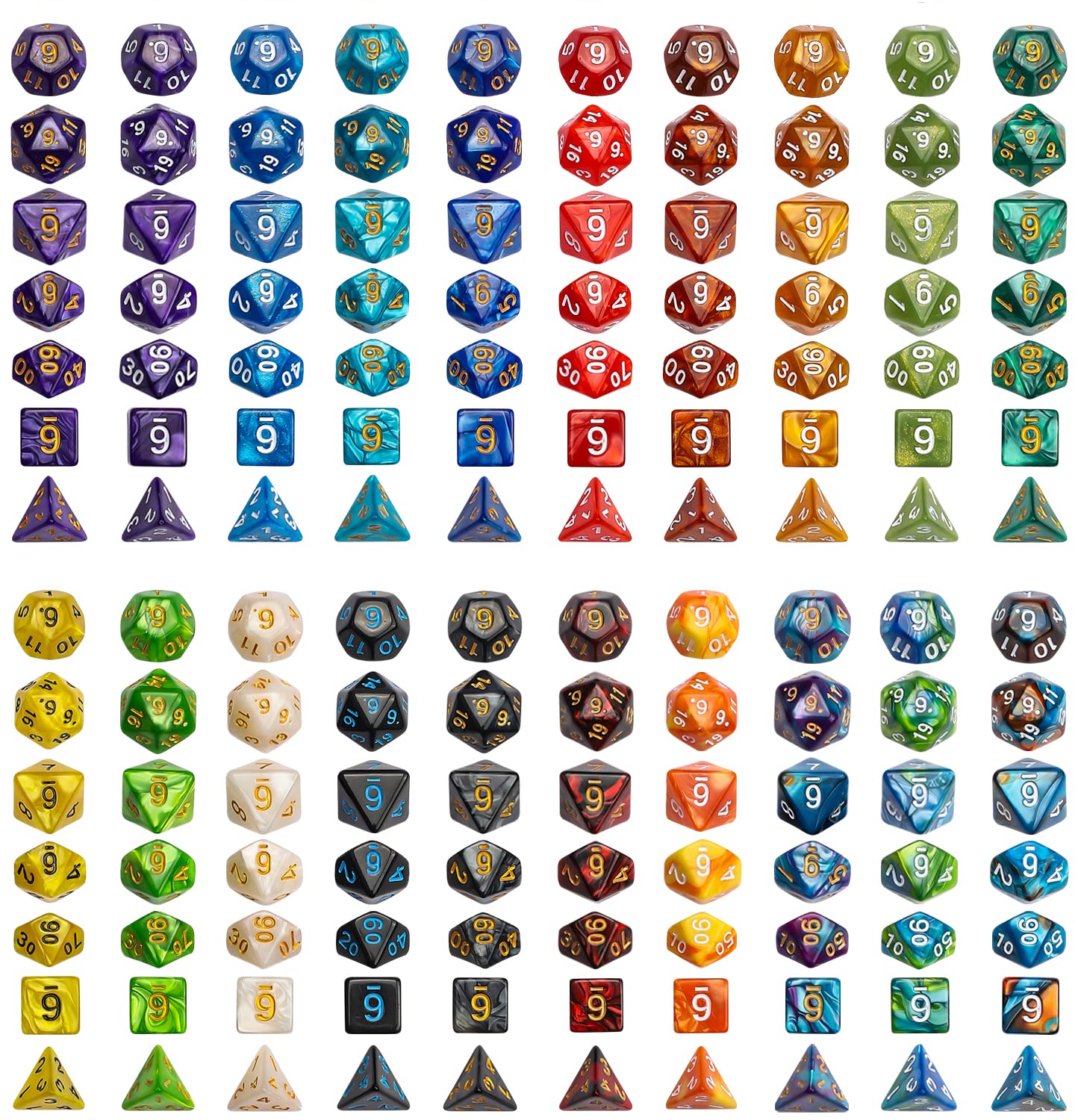 QMay DND Dice Set - 20x7 (140 Pieces) Polyhedral Dice, 20 Colors D&D Dice for Dungeons and Dragons Tabletop Role-Playing Games with 1 Drawstring Bag