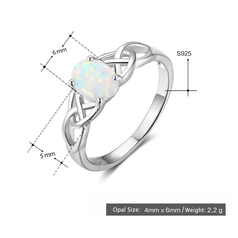 SILBERTALE Cute Opal Rings 925 Sterilng Silver Lab Created Opal Band March Birthstone Midi Finger Wedding Band Statement Rings For Women Size 8