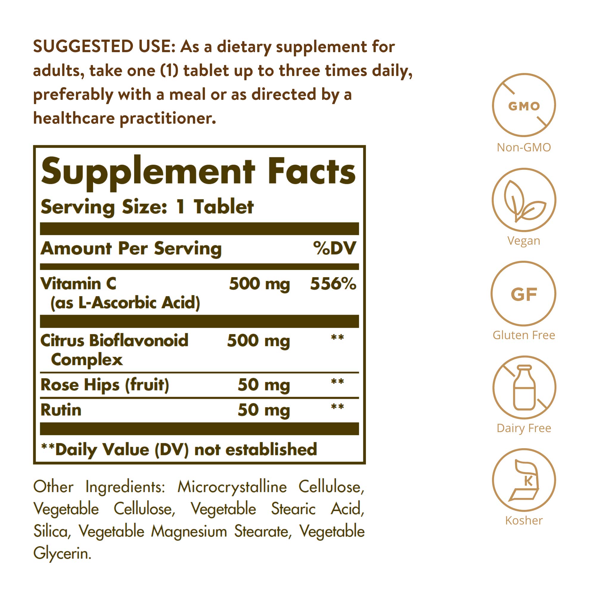 Solgar HY-BIO, 250 Tablets - Antioxidant & Immune Support - Citrus Bioflavonoids, Vitamin C, Rutin & Rose Hips - Non-GMO, Vegan, Gluten Free, Dairy Free, Kosher - 250 Servings