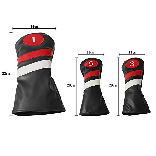 Yajun 3Pcs/Set Golf Club Head Covers Woods Driver 3 5 Wood Fairway PU Headcovers Men Women with Number Tag,White