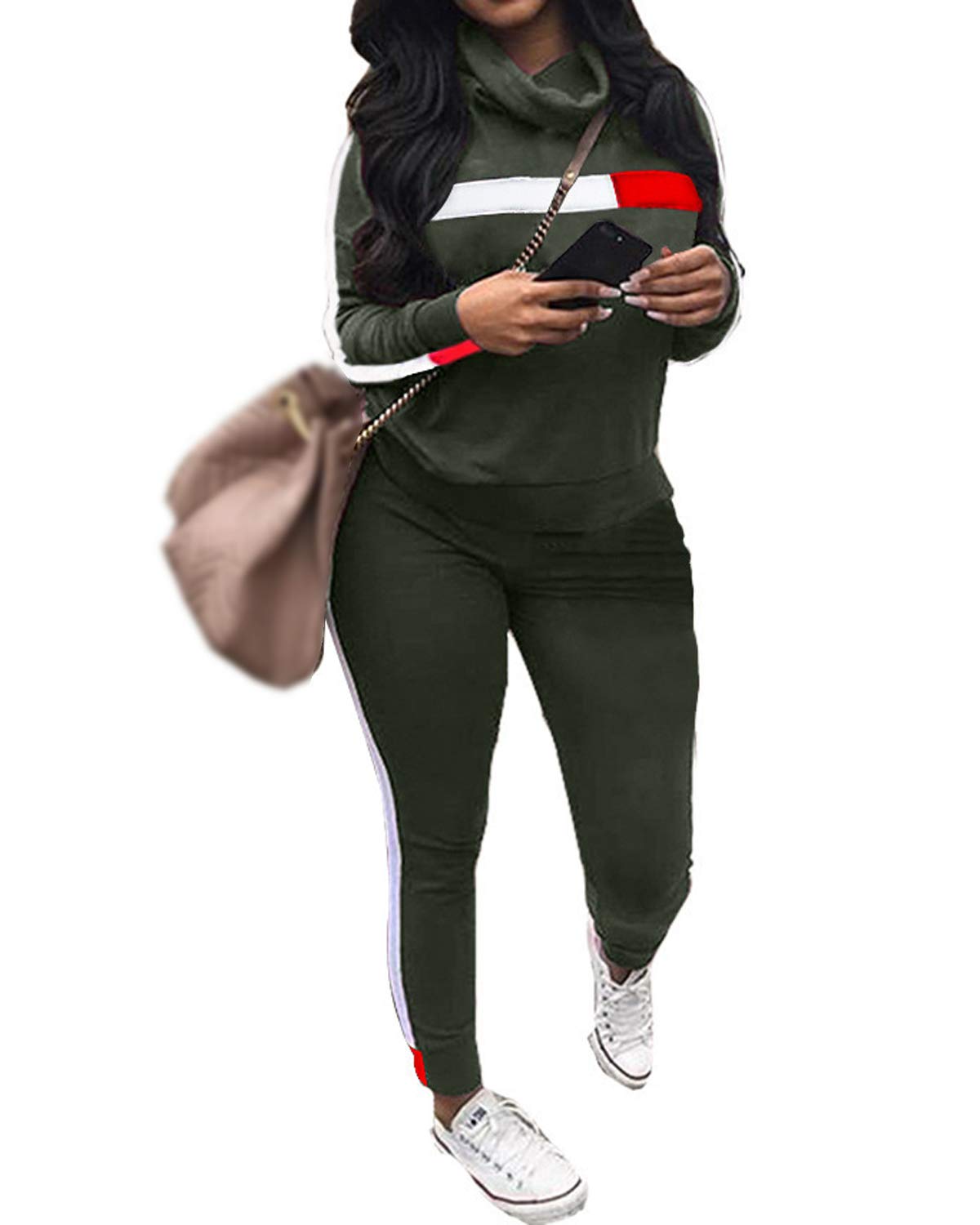 TOP-VIGOR Women's 2 PCS Plus Size Tracksuit Sets Sweatsuits Outfits Hoodie Sweatshirt and Jogging Sweatpants Suit
