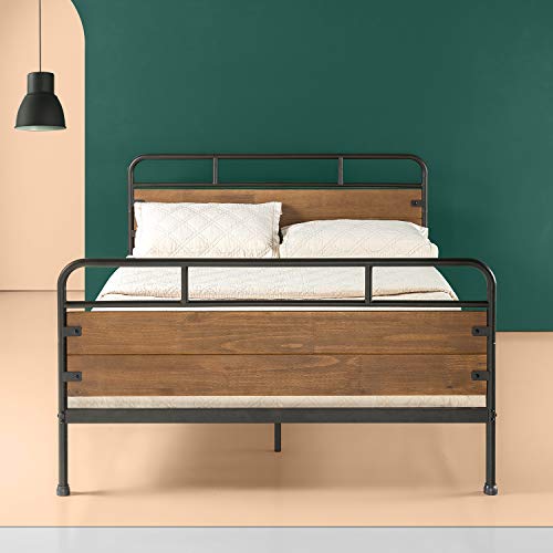 ZINUS Eli Metal and Wood Platform Bed Frame with Footboard / No Box Spring Needed / Steel Slat Support / Easy Assembly, Twin