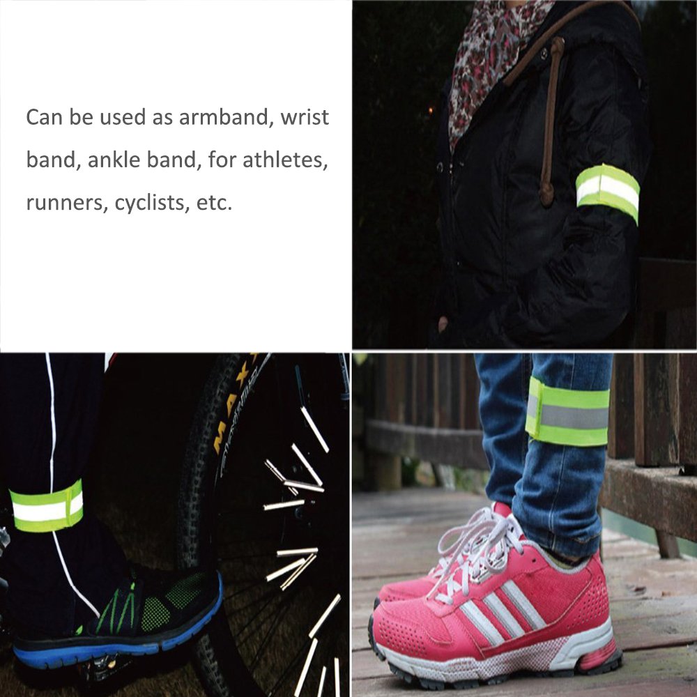 SHEEHAN 4PCS Reflective Wristband/Belt/Armband/Ankle Strap, Suitable for Runners, Walkers, Cyclists and Bike Trousers