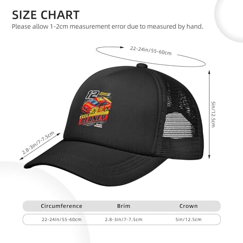 Ryan Blaney 12 Men's Adjustable Mesh Back Cap Curved Bill Snapback Mesh Baseball Cap Breathable Sun Hat