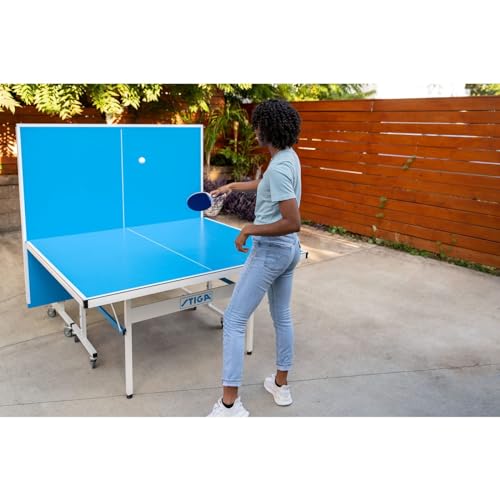 STIGA XTR Professional Outdoor Table Tennis Tables β All Weather Aluminum Waterproof Outdoor or Indoor Design with Net & Post - 10 Minute Easy Assembly Ping Pong Table with Compact Storage