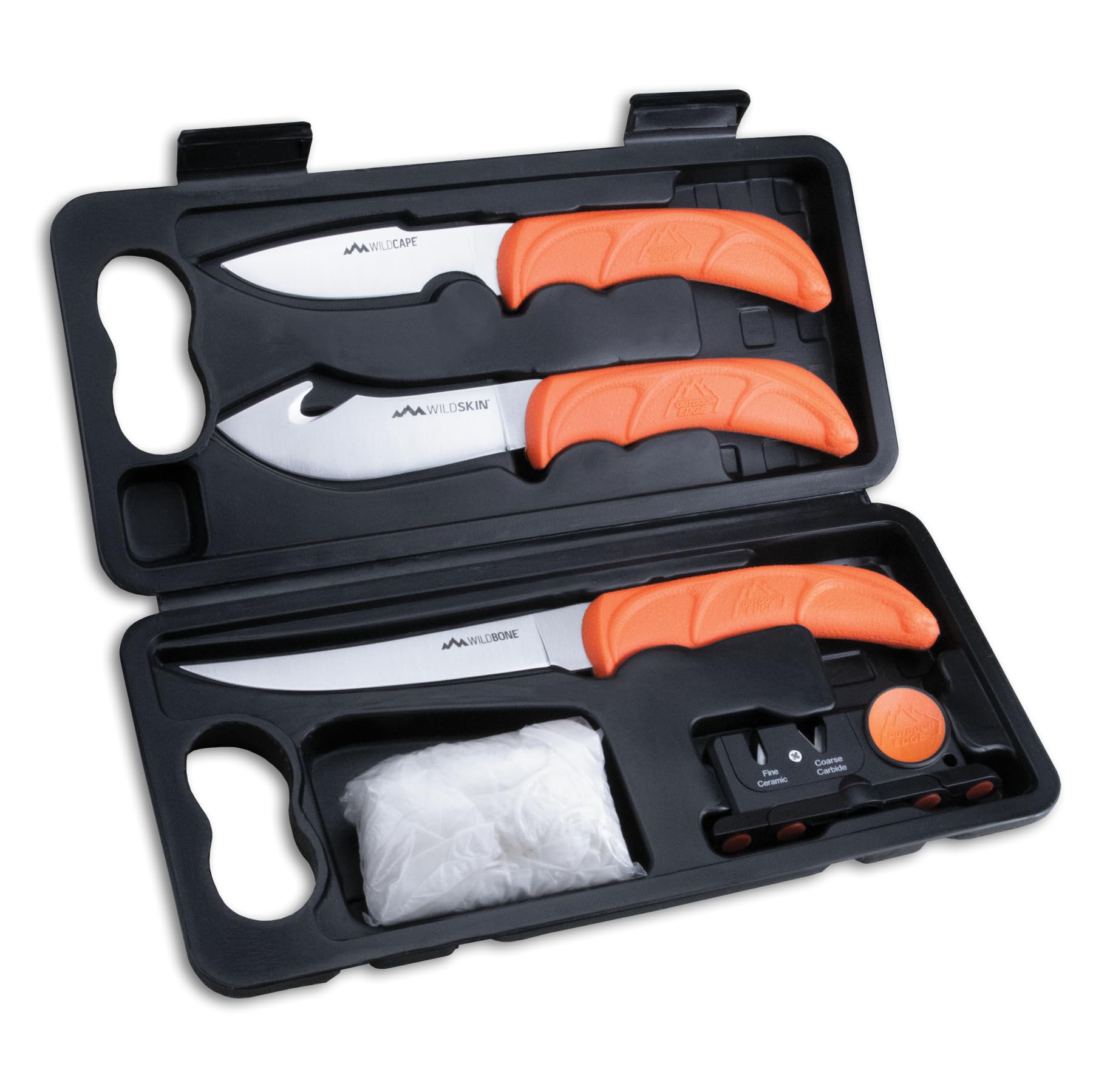 Outdoor Edge WildLite - 6-Piece Field to Freezer Hunting & Game Processing Knife Set with Gut Hook Skinning Knife, Caping Knife - Hard-Side Case