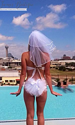 Ruolai Women's Bikini Veil Booty Veil for The Bride Booty Cover for The Bride Bridesmaids White Booty Veil
