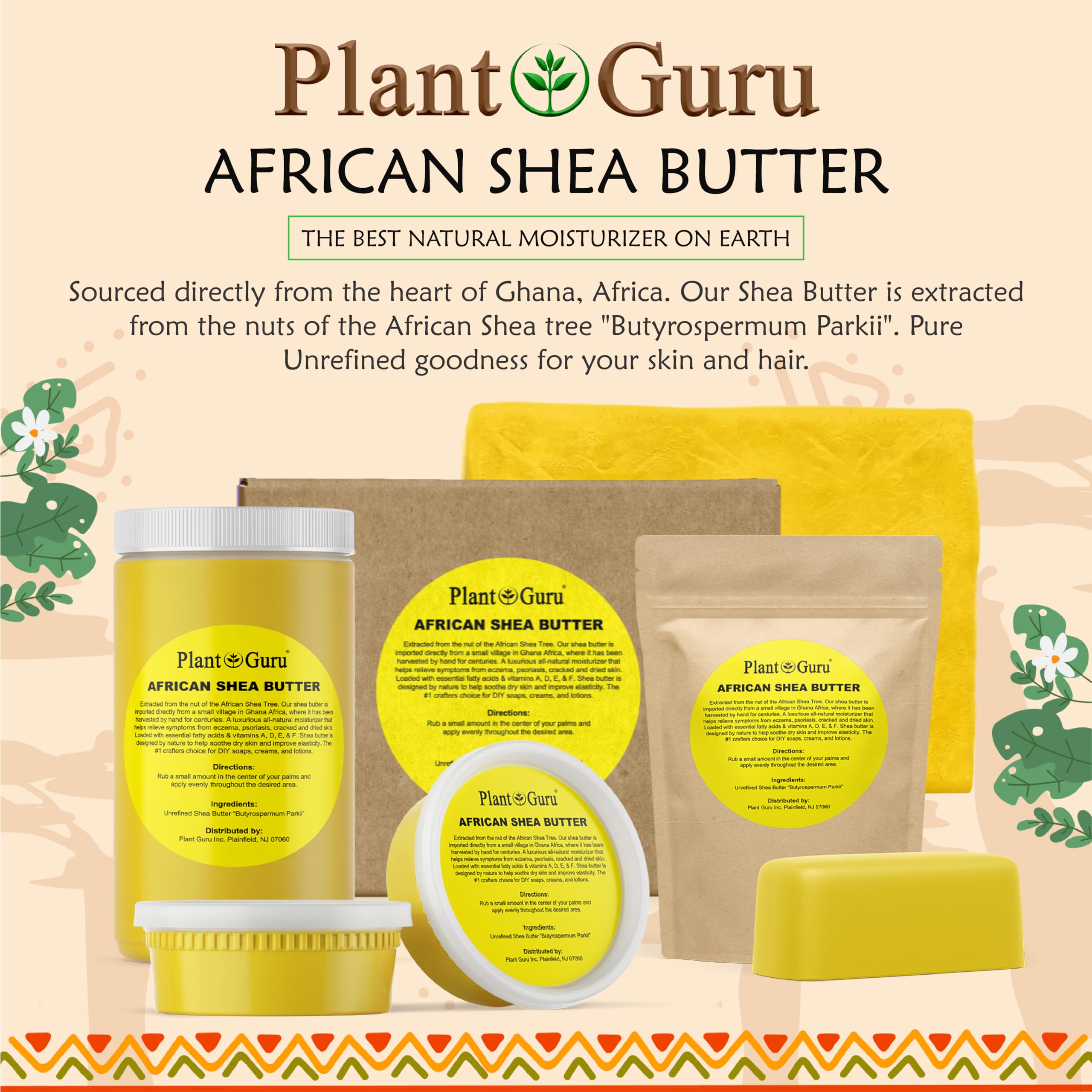 Raw African Shea Butter 16 oz. 100% Pure Natural Unrefined YELLOW - Ideal Moisturizer For Dry Skin, Body, Face And Hair Growth. Great For DIY Soap and Lip Balm Making.