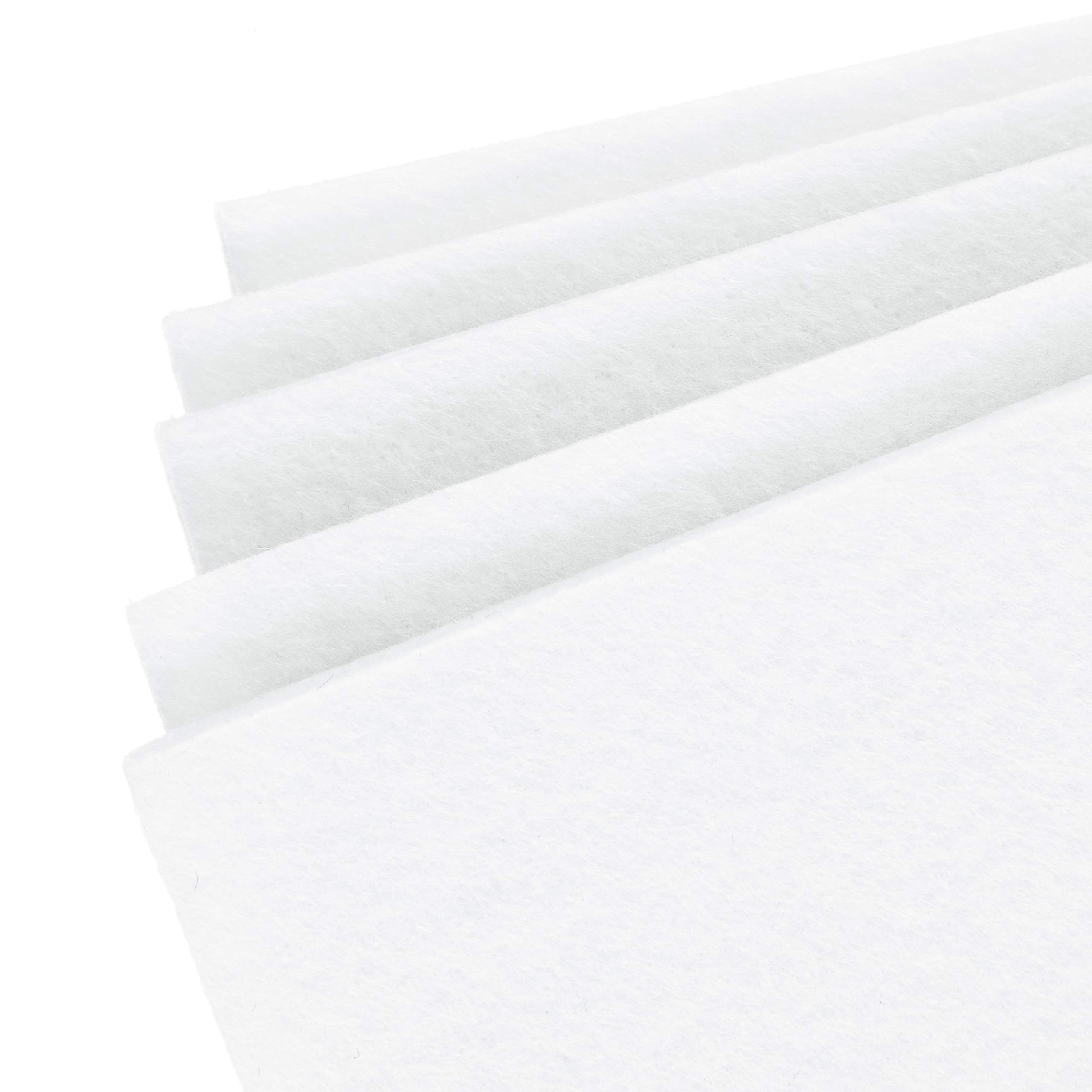 Stiff Felt Sheets for Crafts, 9x12 inches | 3mm Thick White Craft Fabric | Hard Felt Pieces for Kids, Crafting, Sewing, Art Projects | 5 Pack
