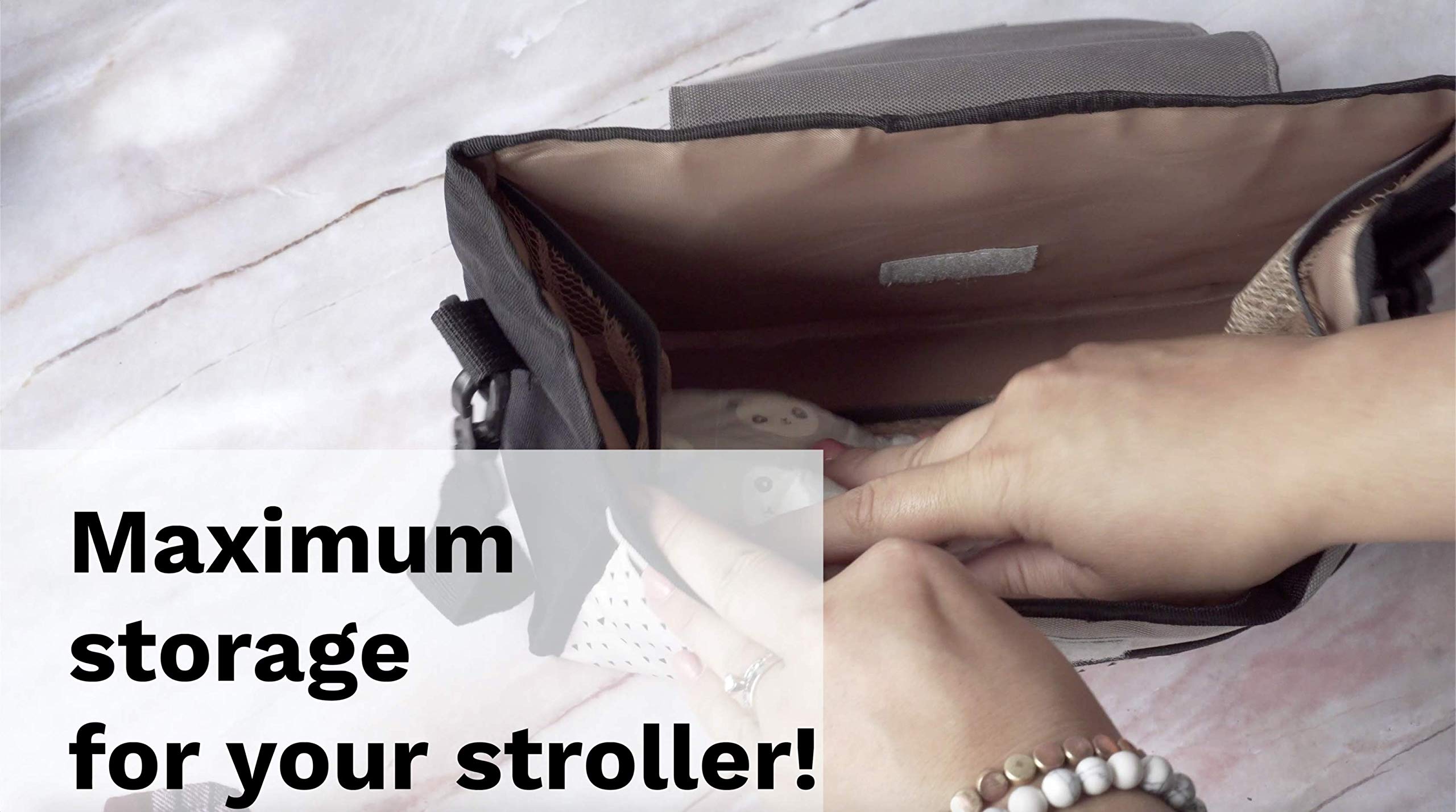 Stroller Organizer | Stroller Hooks | Stroller Accessories | Baby Bag | Cup Holder | Universal Fit | Wipes Pockets | Extra Storage | Stylish | Great Baby Shower Gift |Diaper Bag