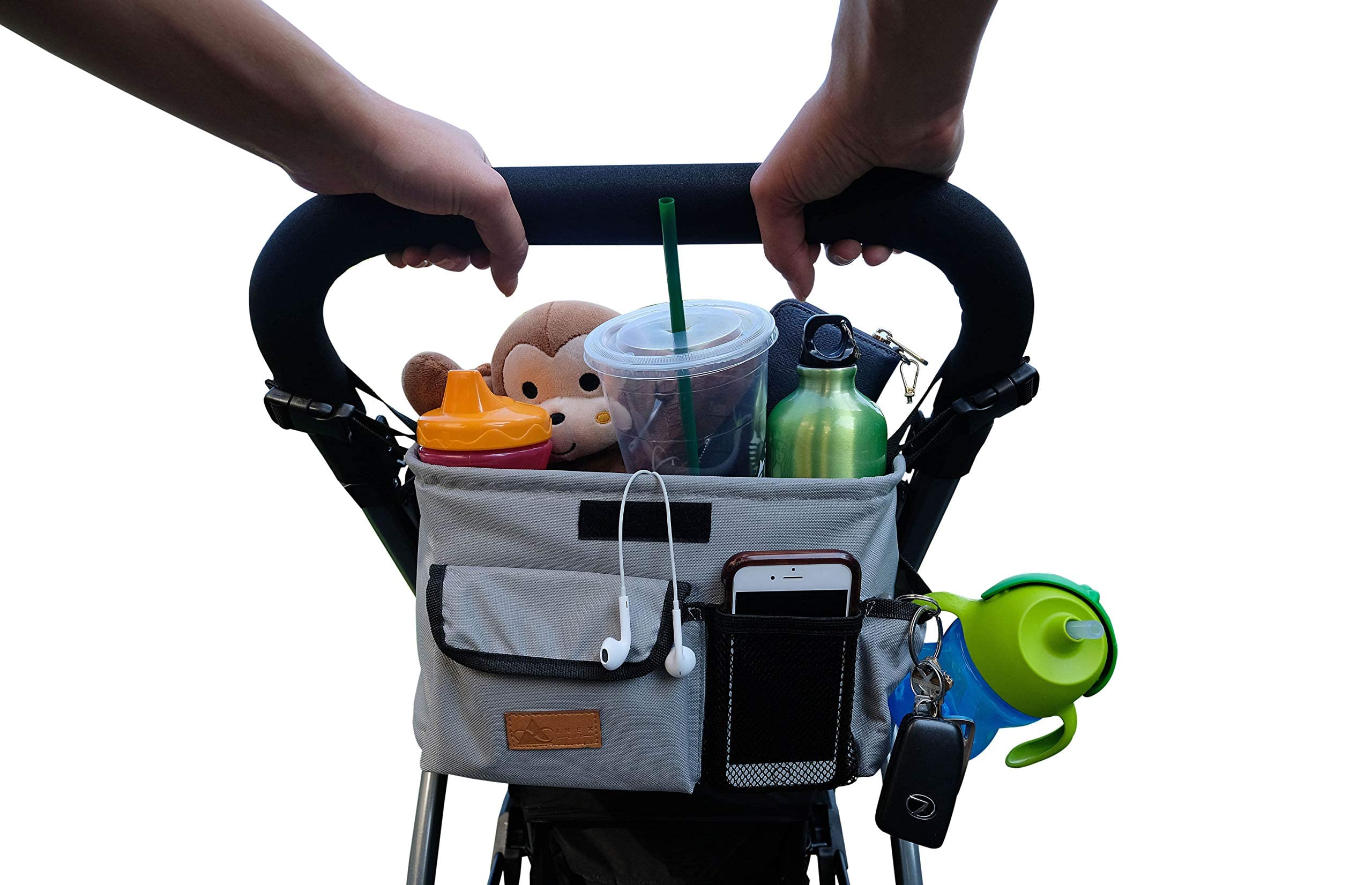 Stroller Organizer With Cup Holders - Carry-All Parent Organizer | Universal Secure Fit, Extra Storage, Easy Installation, Non-Slip | Stroller Accessories Bag | Caddy Parent Console | Shower Gift