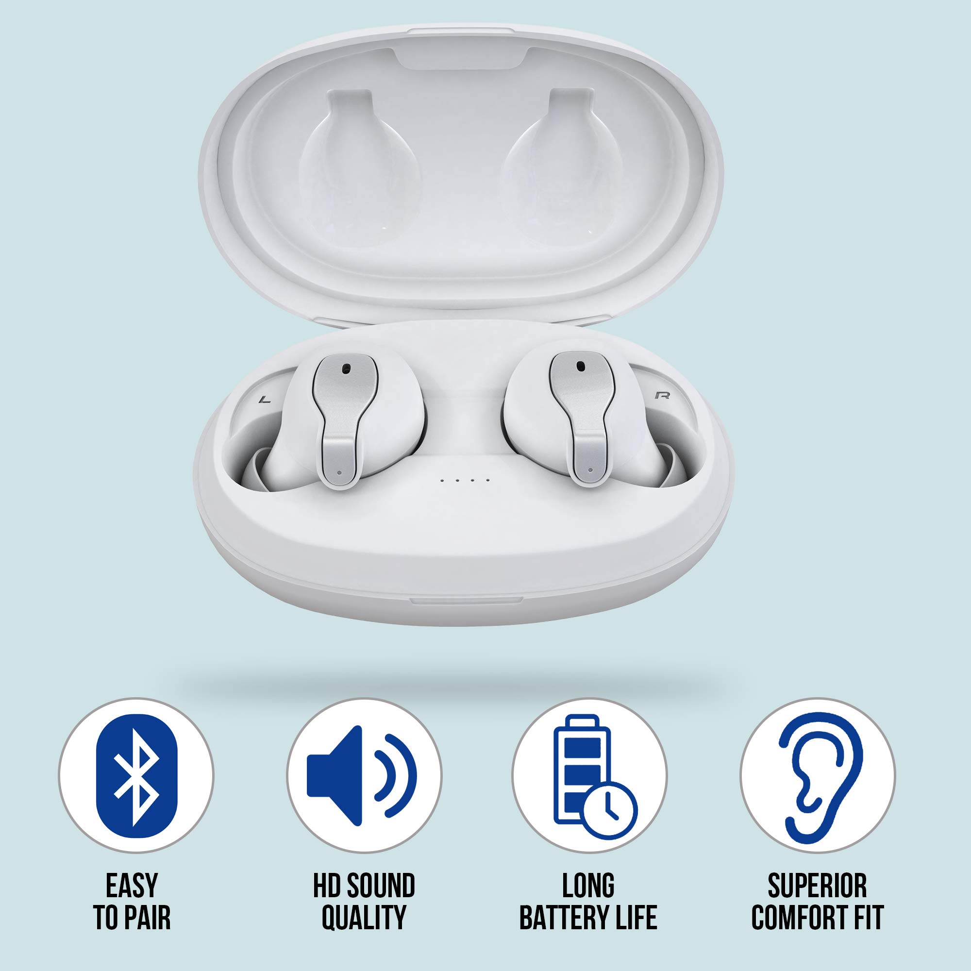 ShellPods Wireless Earbuds with Wire Charging Case- Ergonomically Designed Wireless Earbuds with Microphone - Workout Earbuds with Intelligent Noise Reduction - Magnetic Charging Bluetooth Earphones