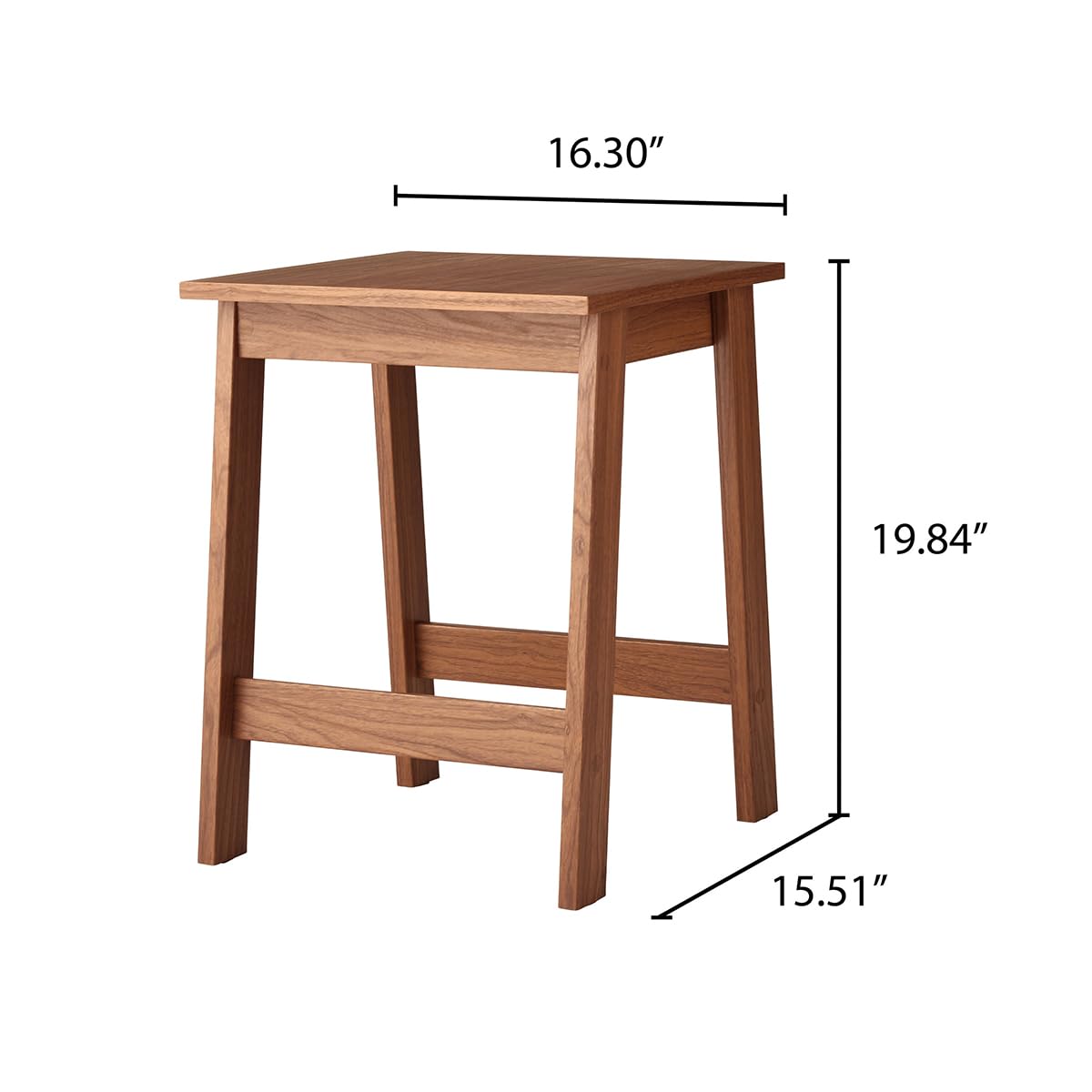 Small Square Wood End Table/Side Table for Living Room, Modern Industrial Square Wood Nightstand, Walnut Finish