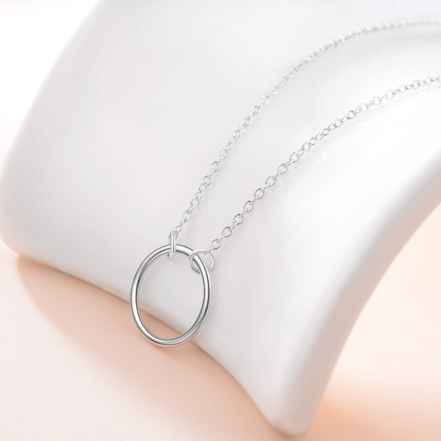 YFN Circle Necklace Sterling Silver Karma Pendant Necklace Open Circle Necklace for Women Jewelry