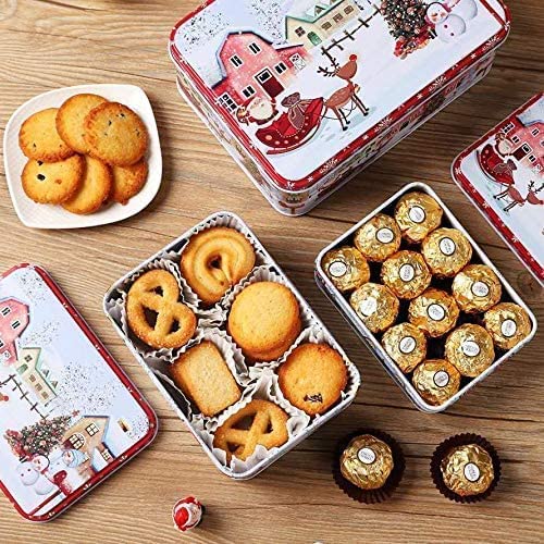 YWKXM Christmas Cookie Tins Cookie Jars Food Storage - Decorative Cookie Gift Tins, Extra Thick Metal (2)