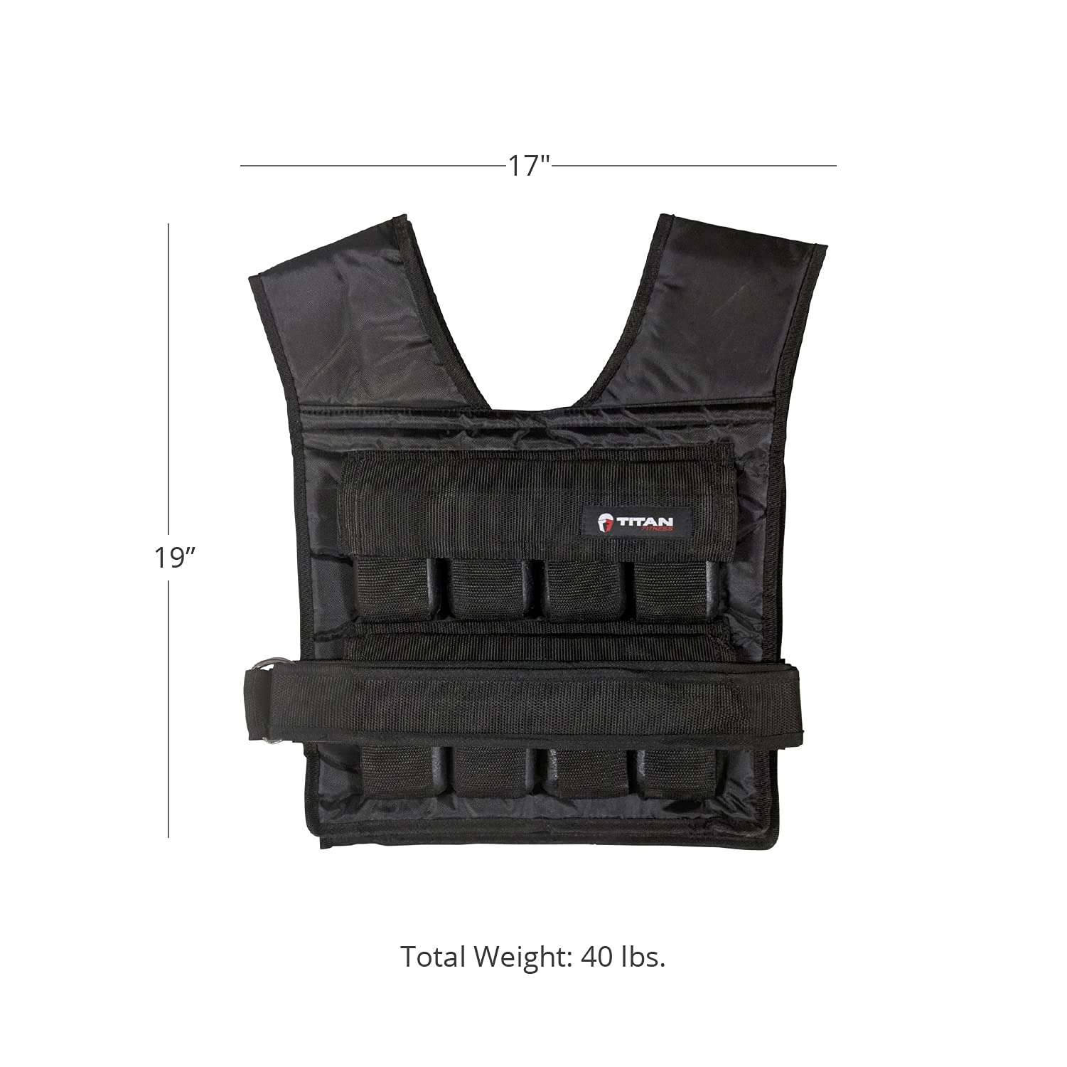 Titan Fitness 40 LB Adjustable Weight Vest, 2.5 LB Solid Cast Iron Weights, Body Weight Vests for Training Workout, Jogging, Cardio, Walking, Elite Weighted Vest Workout Equipment