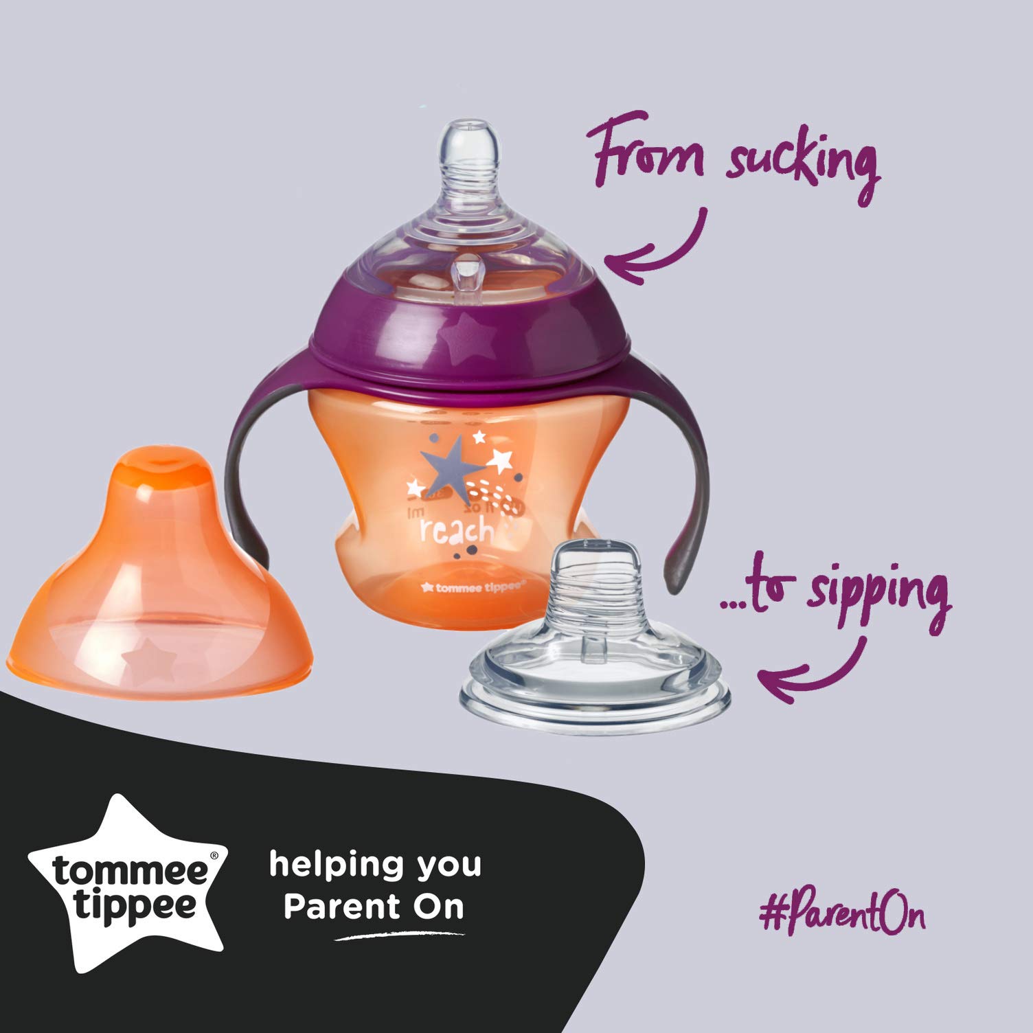 Tommee Tippee Closer to Nature First Sips Transition Cup with Handles, BPA-Free - 4+ Months, 2 Count