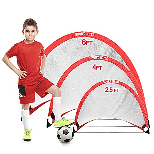 Pop Up Soccer Goals for Kids (2 Goal Set, 2.5 FT) with Carry Bag, Easy Set Up and Take Down, Quick Assembly, Lightweight and Foldable Design for Instant Game Time Fun