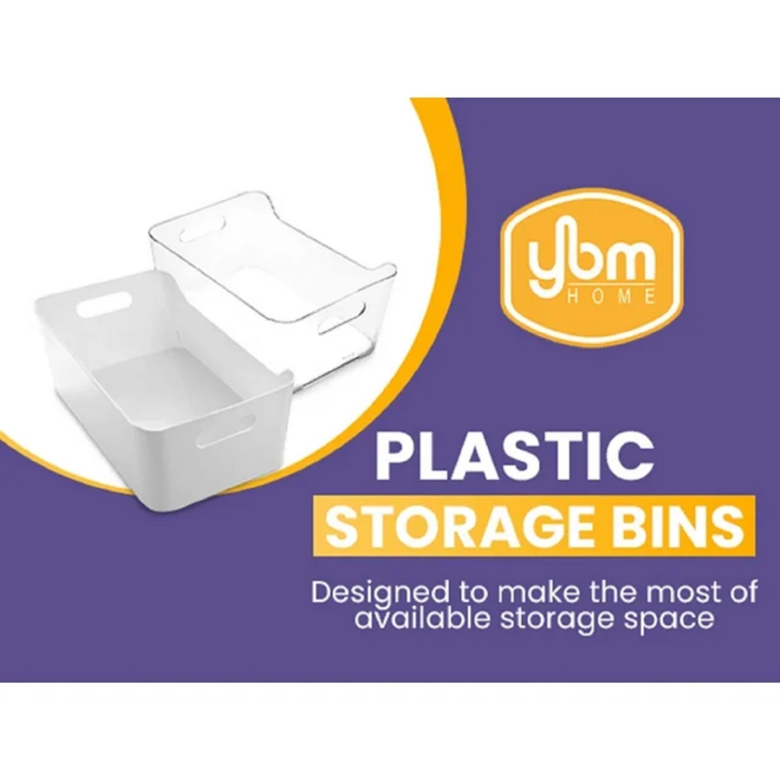 YBMHOME OPEN BIN STORAGE BASKET KITCHEN PANTRY, BATHROOM VANITY, LAUNDRY, HEALTH AND BEAUTY PRODUCT SUPPLY ORGANIZER, UNDER CABINET CADDY 2153 (Medium, White)