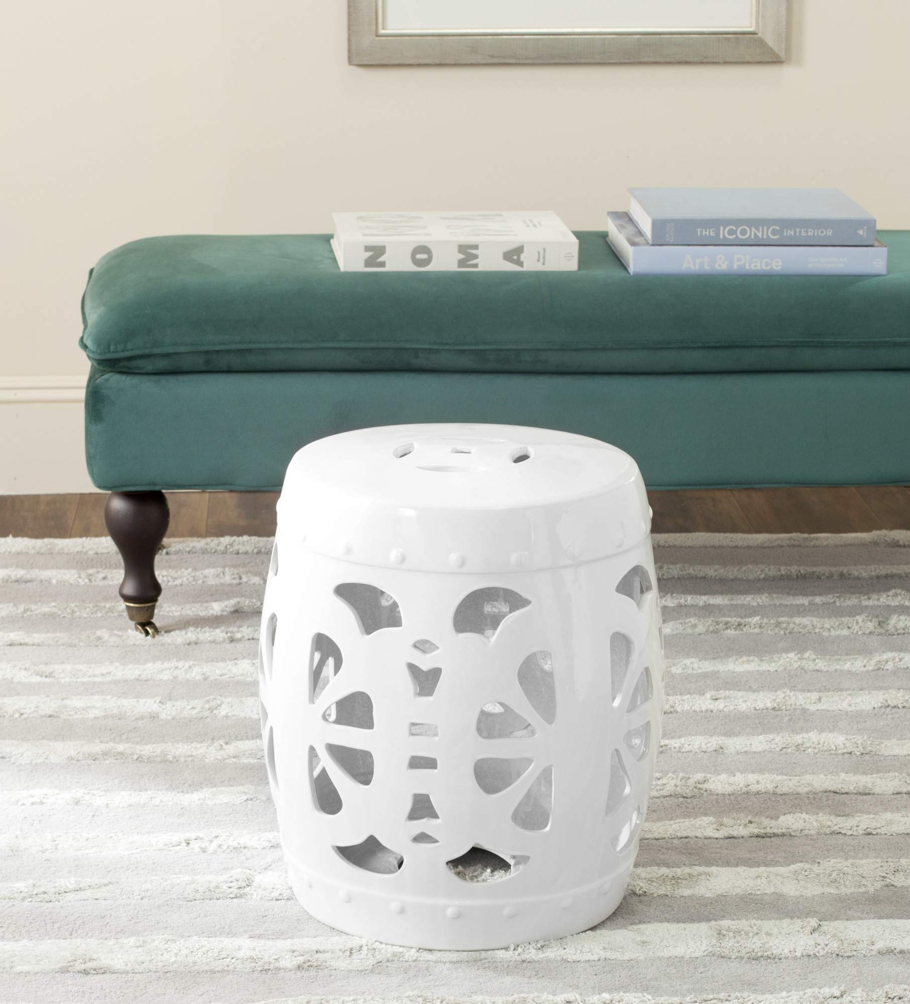 Safavieh Stencil Blossom Ceramic Decorative Garden Stool, Orange