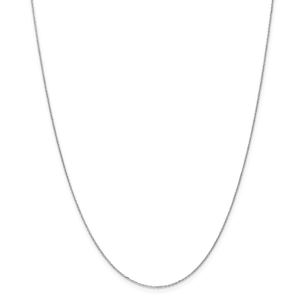 The Black Bow 0.8mm, 10k White Gold, Diamond Cut Cable Chain Necklace, 20 Inch