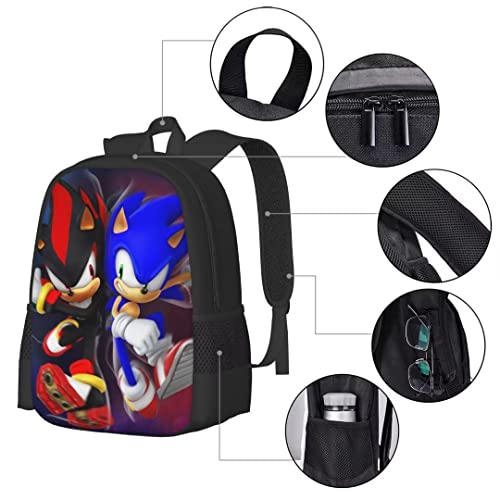 Sonic Hedgehog Backpack Cute Cartoon Backpack Casual Lightweight Laptop Backpack Travel Backpack Casual Daypack Sonic Fan Gift