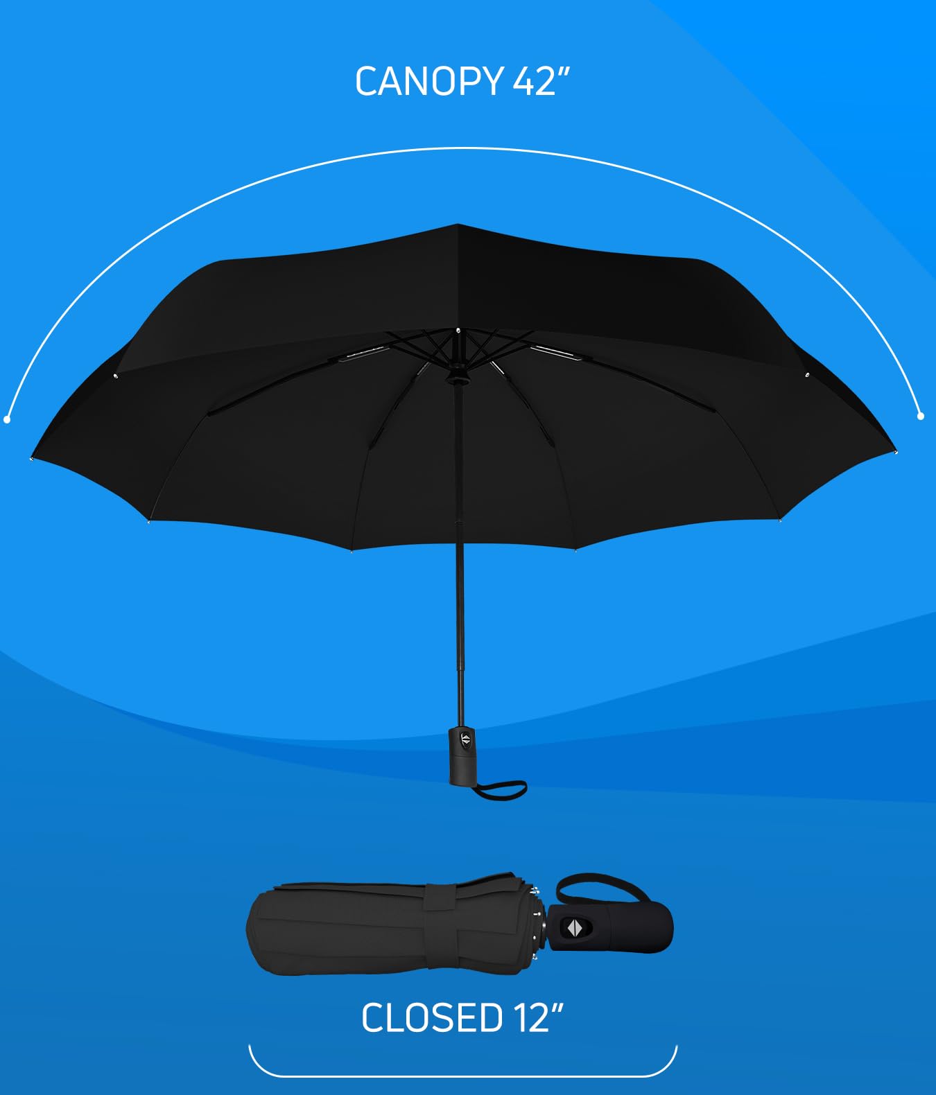 Rain-Mate Compact Travel Umbrella - Pocket Portable Folding Windproof Mini Umbrella - Auto Open and Close Button and 9 Rib Reinforced Canopy (Yellow)