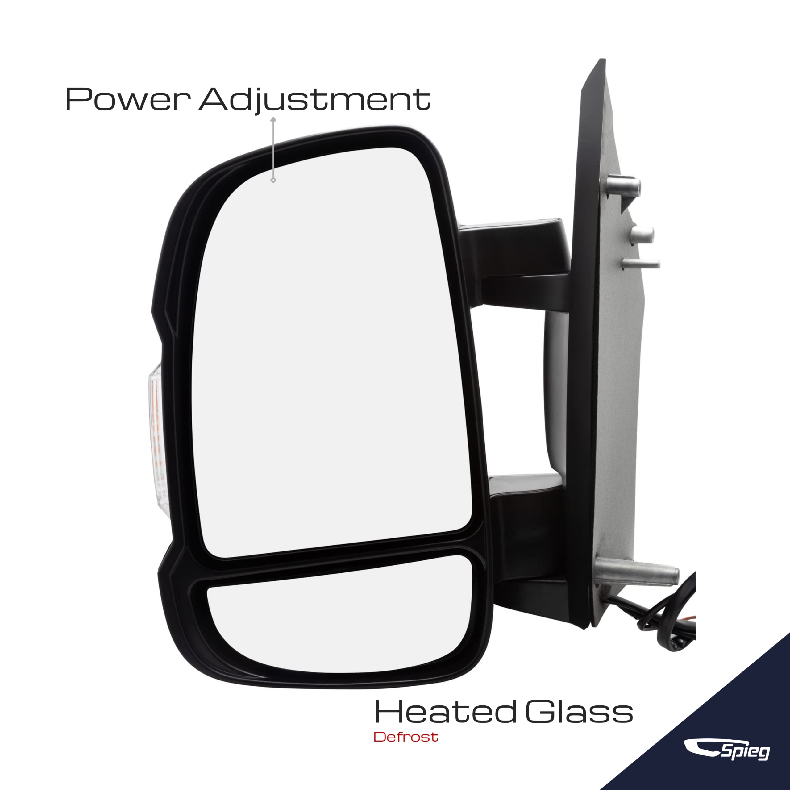 Spieg CH1320376 Driver Side Mirror for 2014-2019 Ram Promaster 1500 2500 3500 | Left Drivers Side View Mirror Assembly with Power Adj, Heated Glass, Built-in Turn Signal Light | Paint to Match 8-Pin