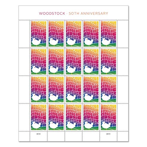 Woodstock 50th Anniversary (Sheet of 20) Commemorating Music and Art Fair Festival Hippies First-Class Mail Forever Postage Stamps Scott #5409