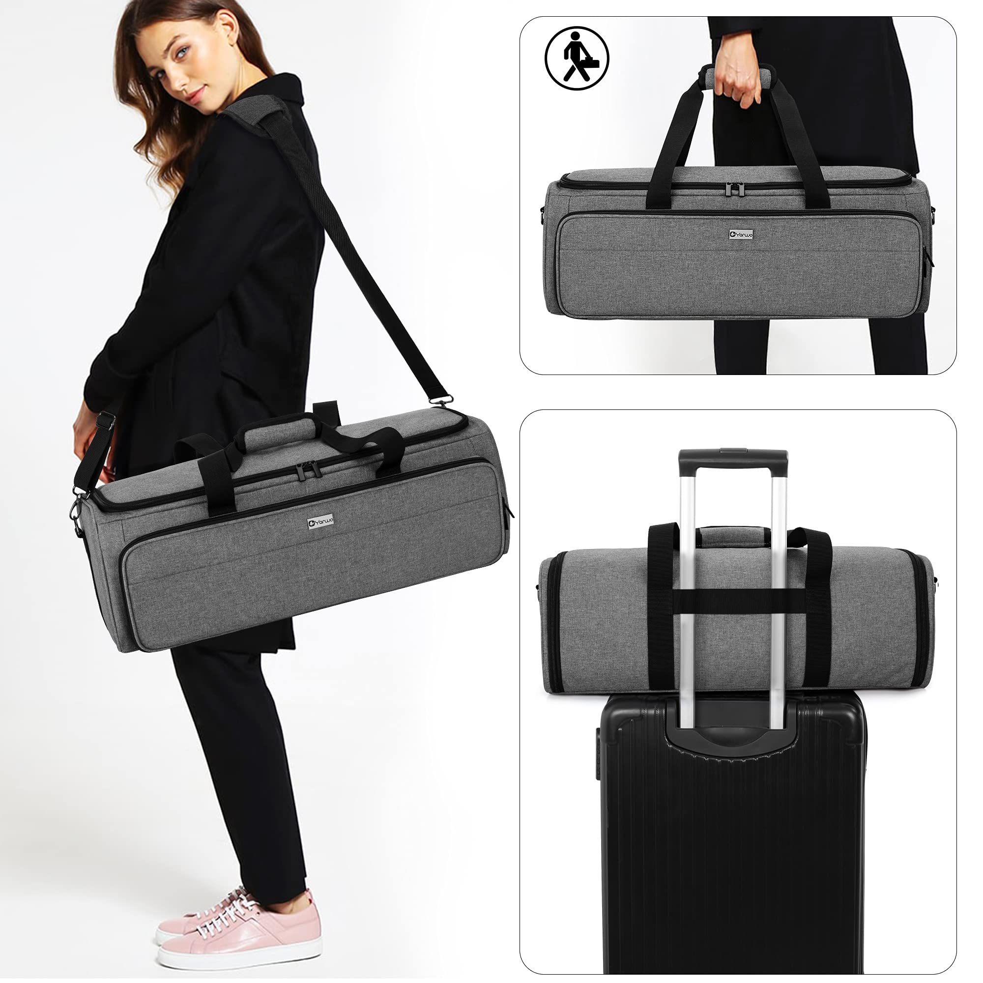 Yarwo Carrying Case Compatible for Cricut Maker, Explore Air 2, Silhouette Cameo 4 and Cameo 3, Large Opening Die Cut Machine Bag for Cutting Mat (12" x 12") and Supplies, Gray