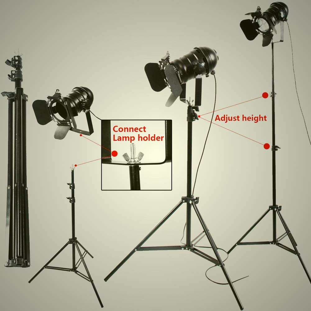 XIHOME Vintage Industrial Black Retro Tripod Adjustable Floor lamp Parking Light, 5 Meter Cable with Foot Switch Parking Light Tripod gooseneck for Living Room Bedroom Office bar Lighting (Pack of 2)