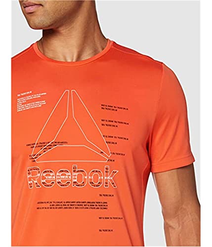 Reebok Work Out Ready Poly Graphic Ss Tee, Fiery Orange, X-Large