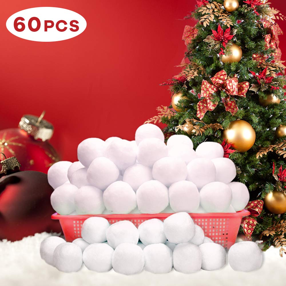 teytoy 60 Pack Snowball Toss,White Plush Snow Soft Balls Toy for Kids Adults Indoor Outdoor Game