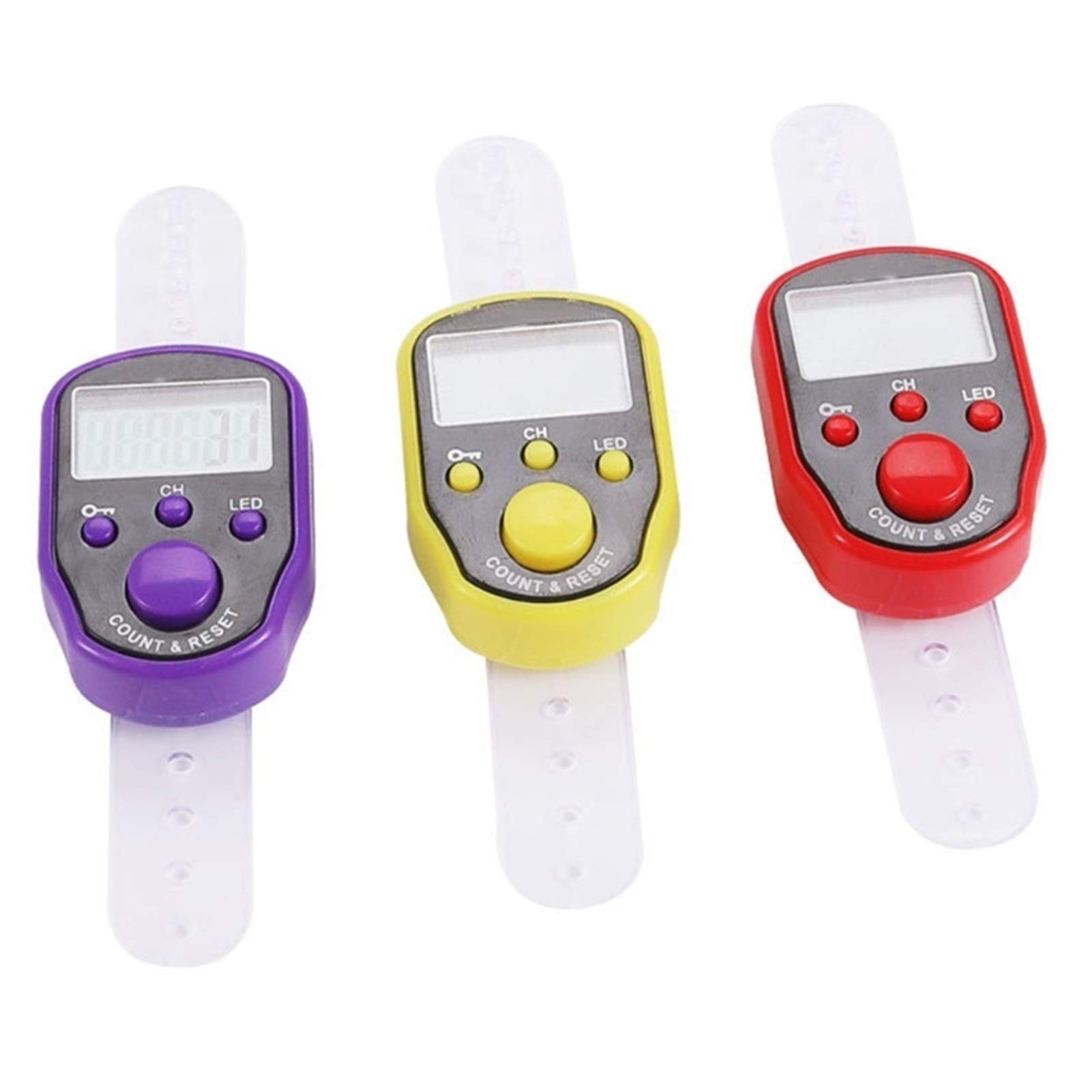 ZEFS--ESD Clicker Counter- Stitch Marker Row Hand Tally Finger Counter LCD Electric Digital Display LED Light for Sewing Knitting Weave Pray Soccer (Color : R)