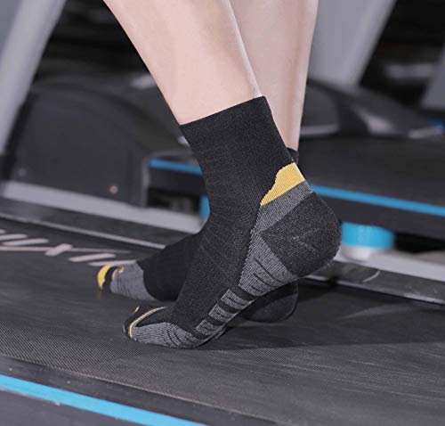SOLAX Women Coolmax Cotton Athletic Sport Quarter Running Socks 3 Pairs (M, Black107)