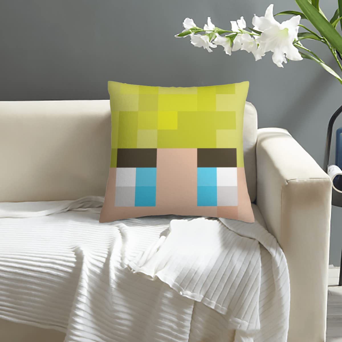 TommyInnit Head Velvet Throw Pillow Covers Sofa Pillowcase Car Square Throw Pillowcases Home Decoration Game 18in*18in