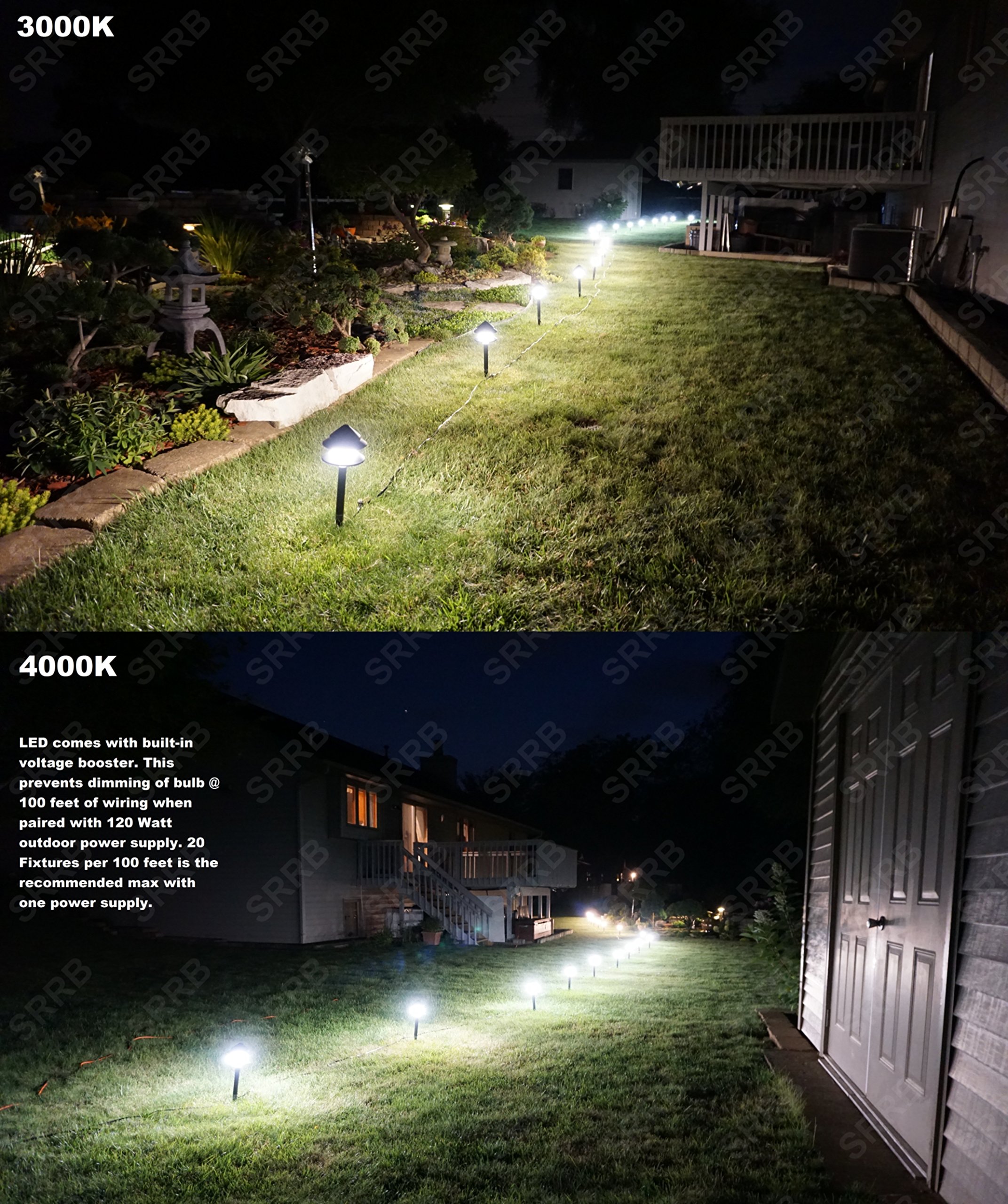 SRRB Direct 2.5W LED Replacement Landscape Pathway Light Bulb 12V AC/DC Wedge Base T5 T10 for Malibu Paradise Moonrays and More (4 Pack, Warm White)