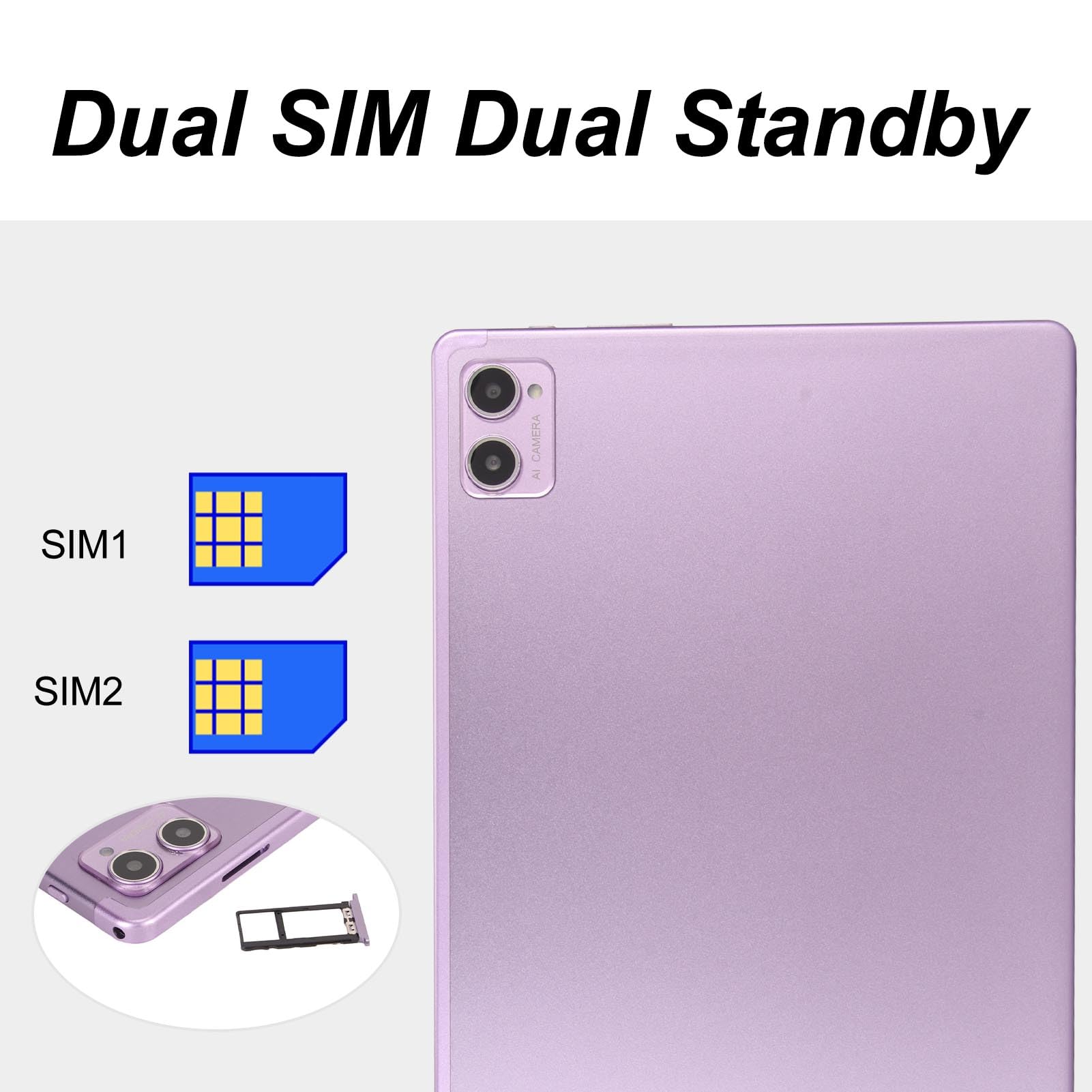 Yoidesu 10.1 Inch Tablet,Android 12 Tablet, 12GB RAM 256GB ROM,8800mAh Battery, IPS HD Touchscreen 8MP+20MP Camera, WiFi (Lilac)