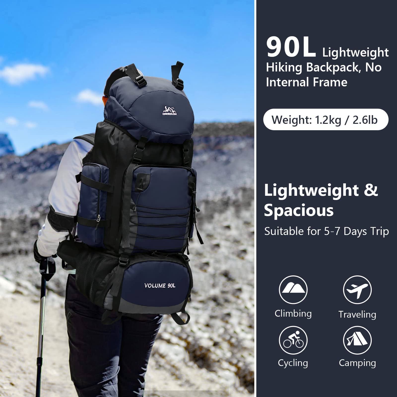 Unineovo hiking backpack 1047 (Blue)