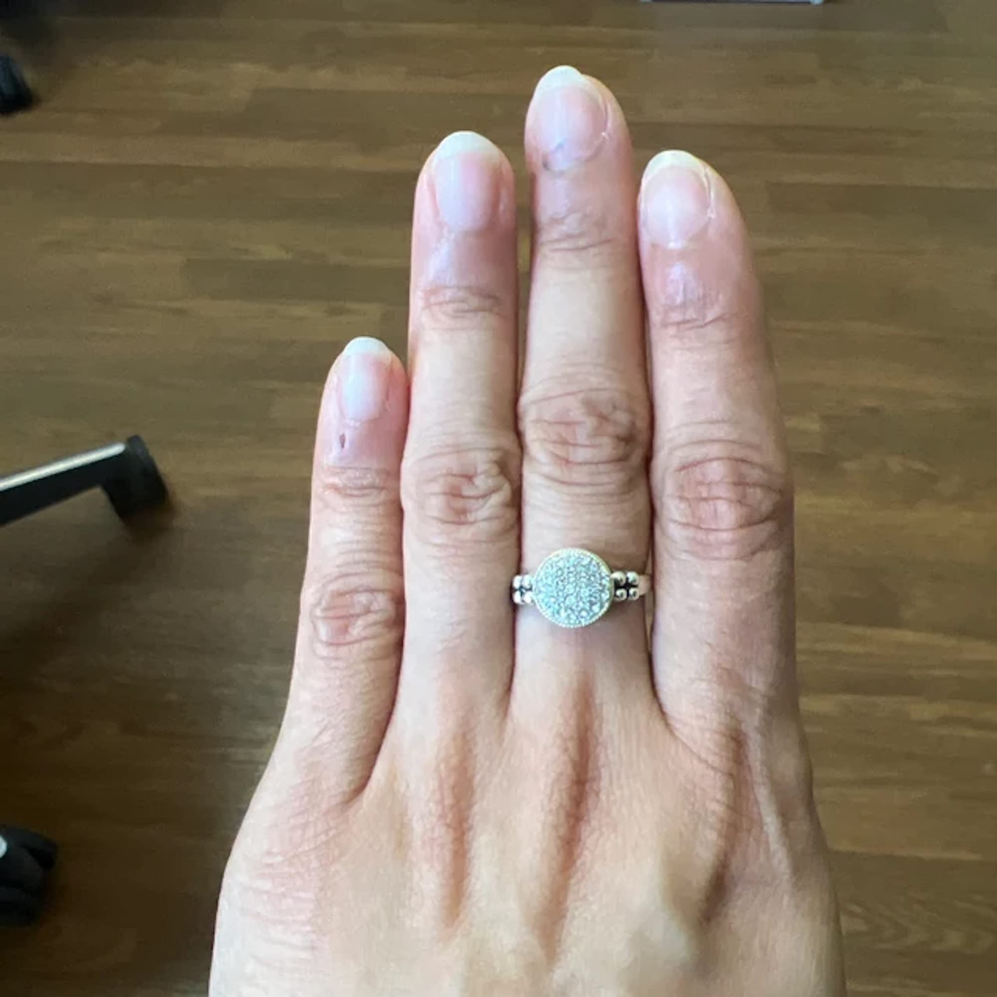 Silver Smile - Solitaire Crystal Beaded Engagement Style Ring in 925 Sterling Silver and 14K Gold Accent for Women | High Polished & Stackable, Tarnish Resistant Wedding Band Rings (Size 4-10)