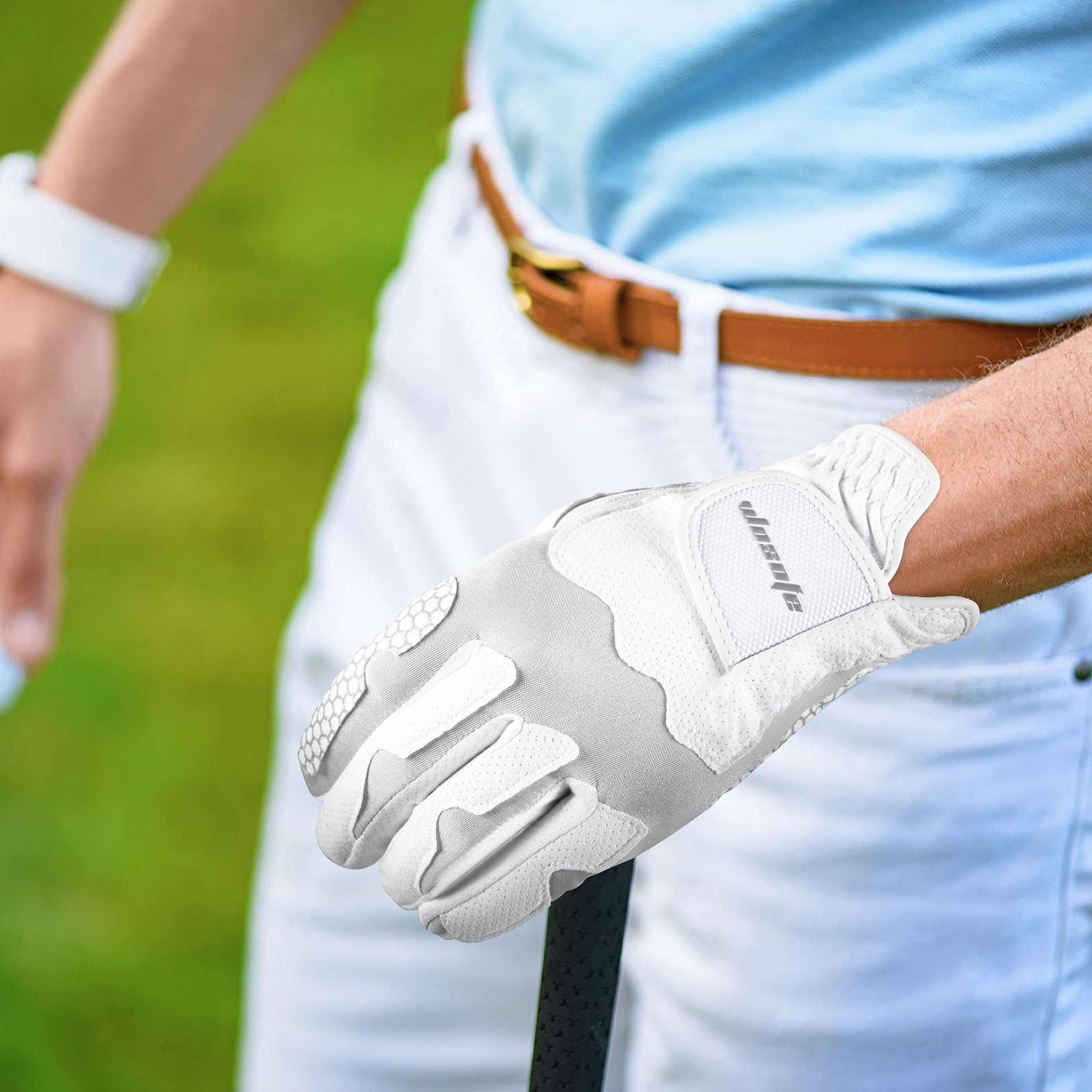 wosofe Golf Gloves for Men’s Left Hand Lycra Korean Nanometer Grip Soft Comfortable Pack of 2 (Medium/large)