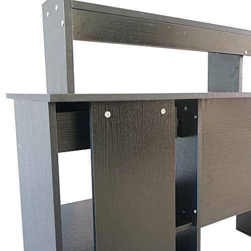 SSLine Computer Desk with Storage Shelves, 2 Tier Bookshelf one Drawer, Keyboard Tray, Home Office Writing Workstation Table, Laptop Desk, Bookshelf, Space-Saving, Black